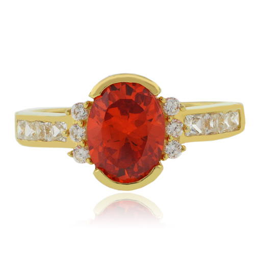 Oval Cut Channel Setting Fire Opal Ring