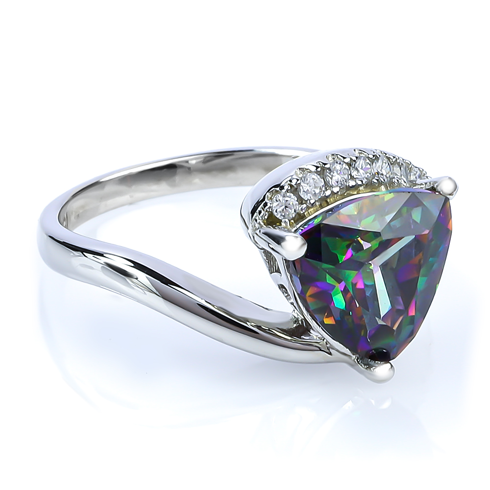 Trillion Cut Big Mystic Topaz Ring
